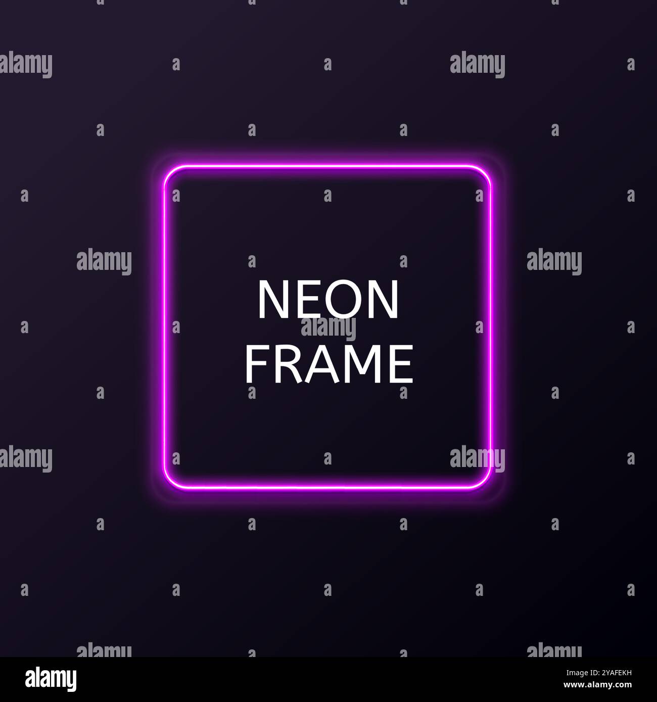 Square neon frames. Fluorescent outline border. Realistic vector led ...