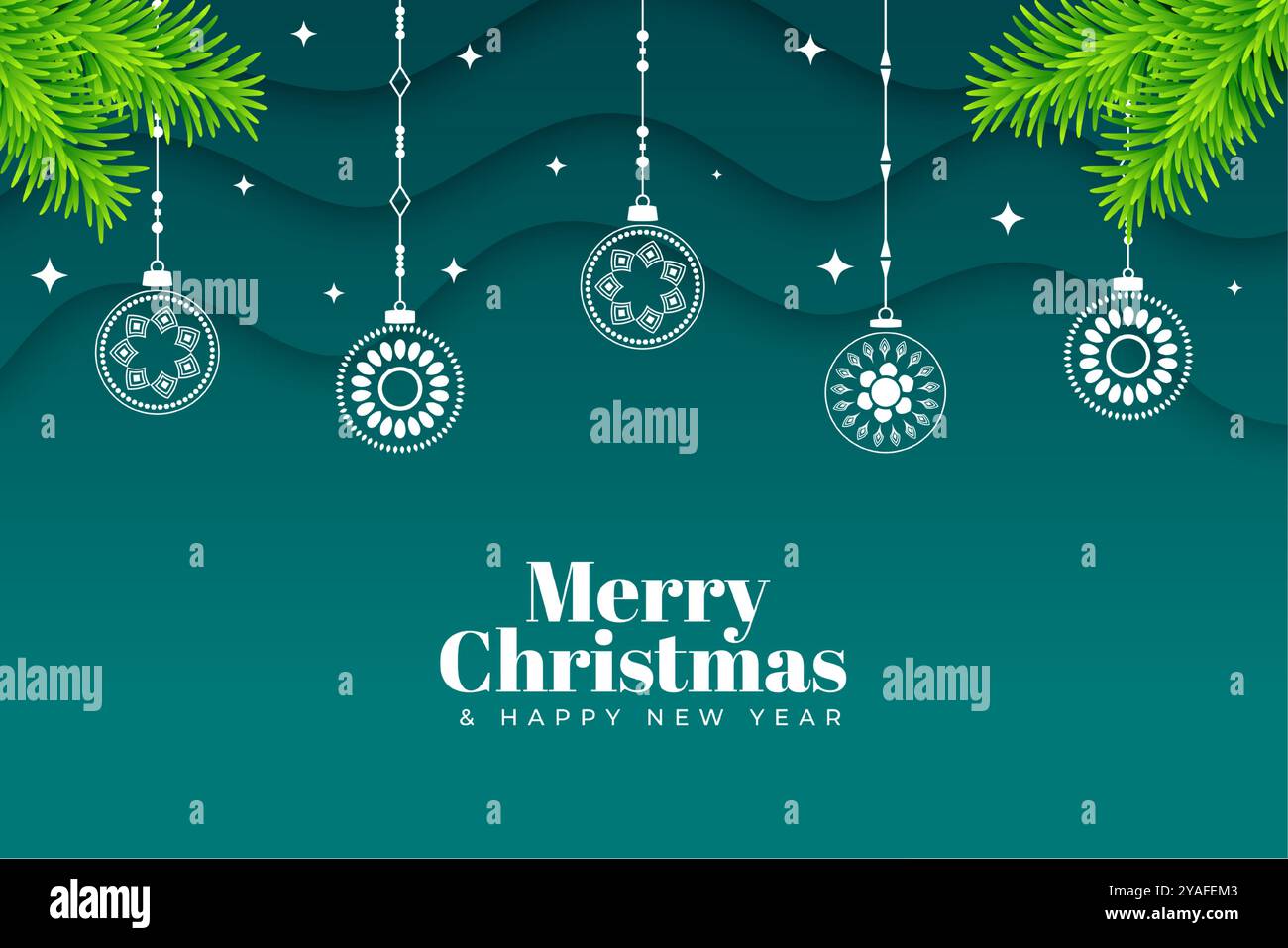 merry christmas party invitation template with green fir branch vector ...