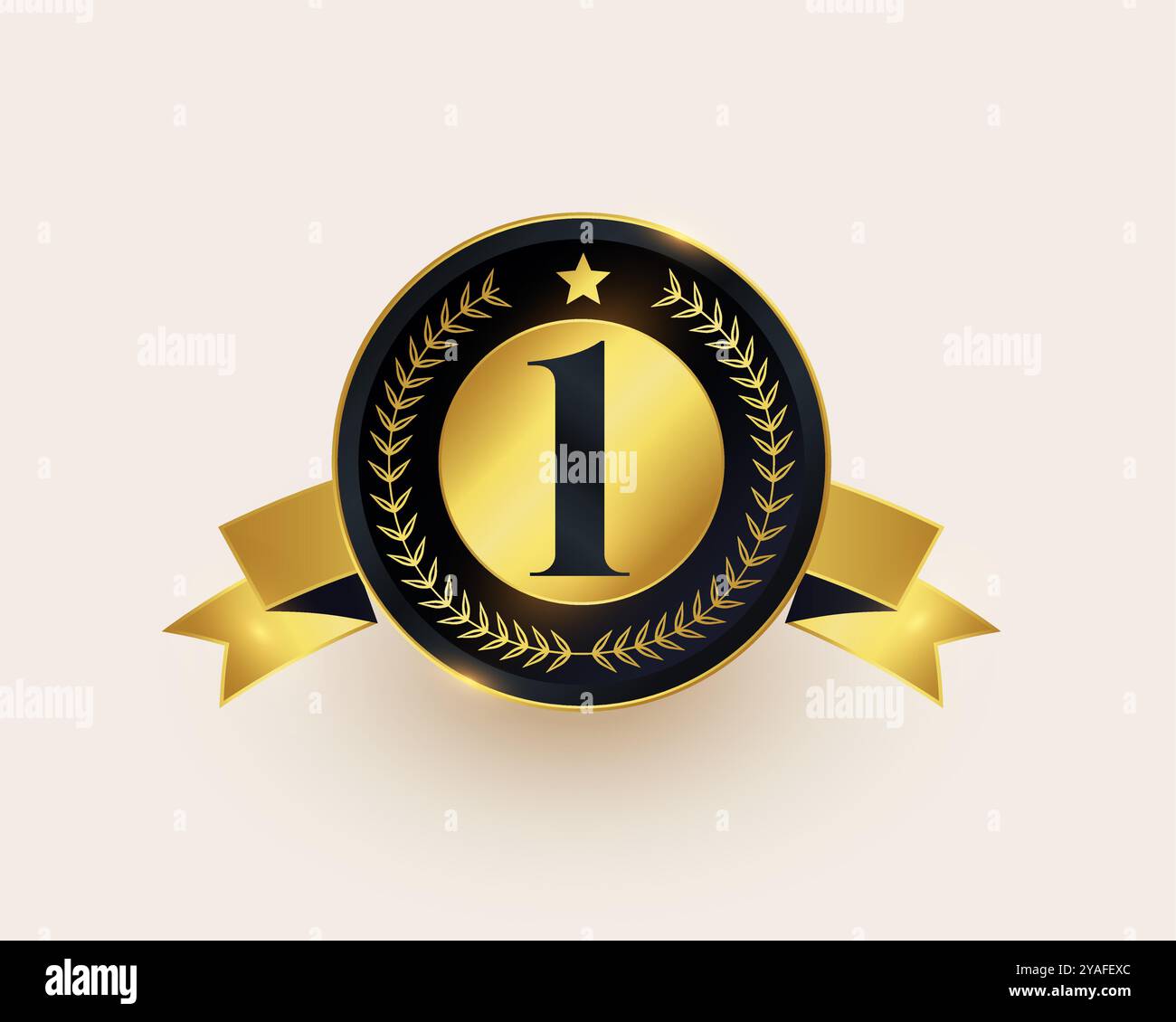 eye catching golden number 1 emblem the path to victory vector Stock ...