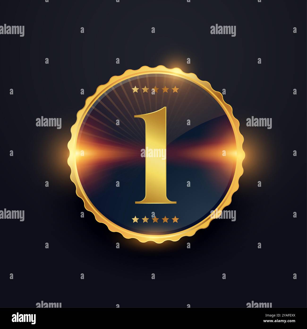 golden number one winning symbol with shiny light effect vector Stock ...