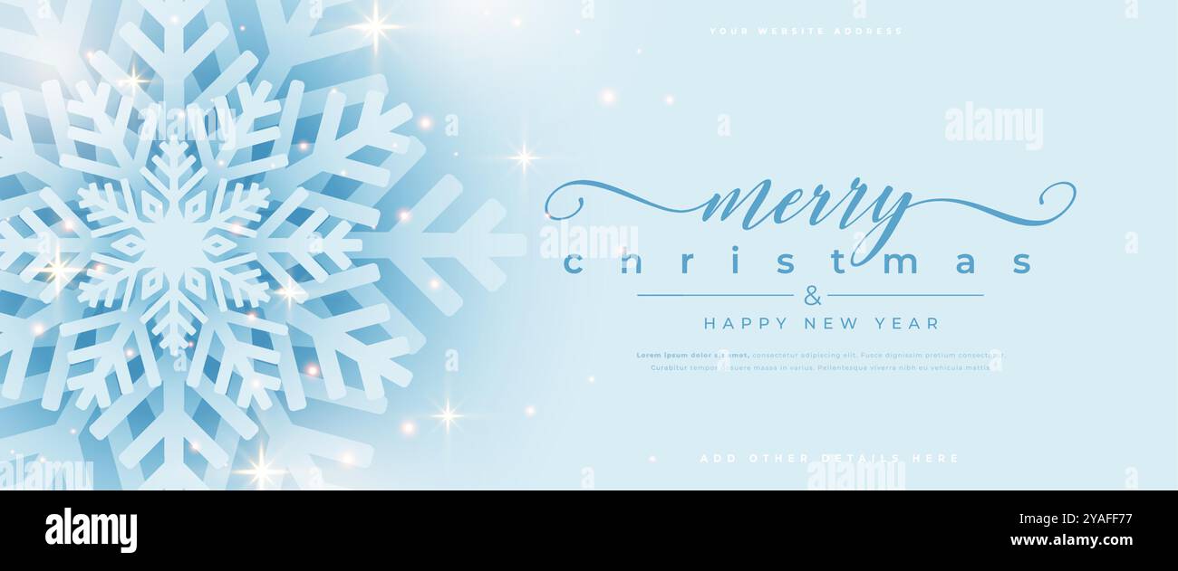 merry christmas winter season banner with snowflake design vector Stock ...