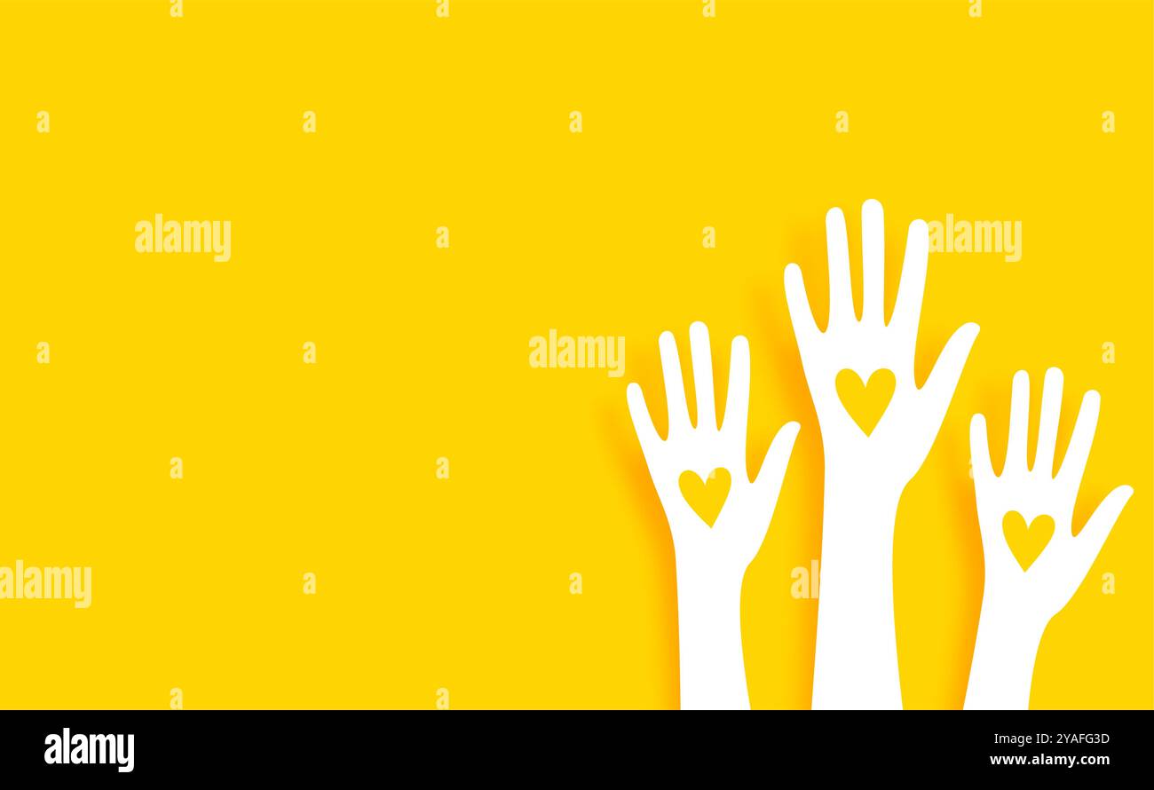 papercut style volunteer community hand up banner with text space ...