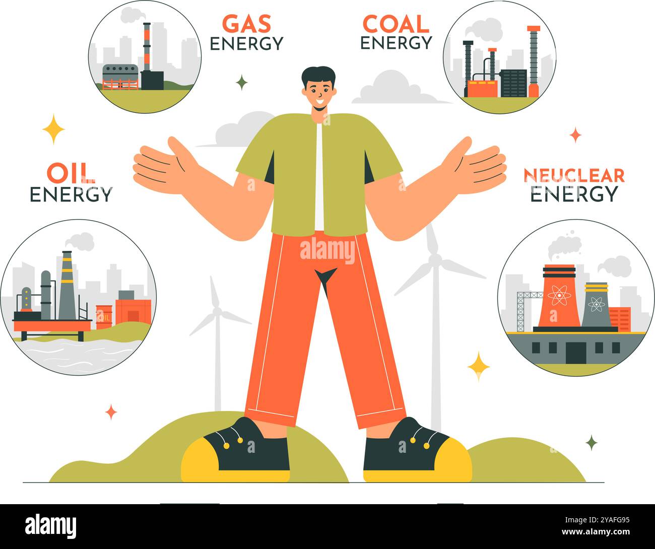 Nonrenewable Natural Energy Resources Vector Illustration Featuring ...