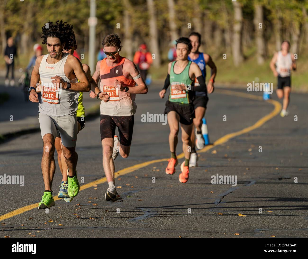 Runners in the Royal Victoria Marathon on Dallas Road at Ross Bay in ...