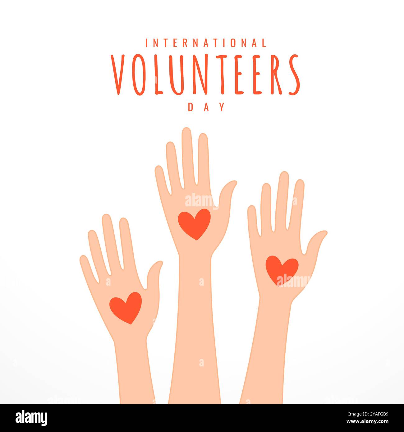 international volunteers day raised hands background with love heart ...