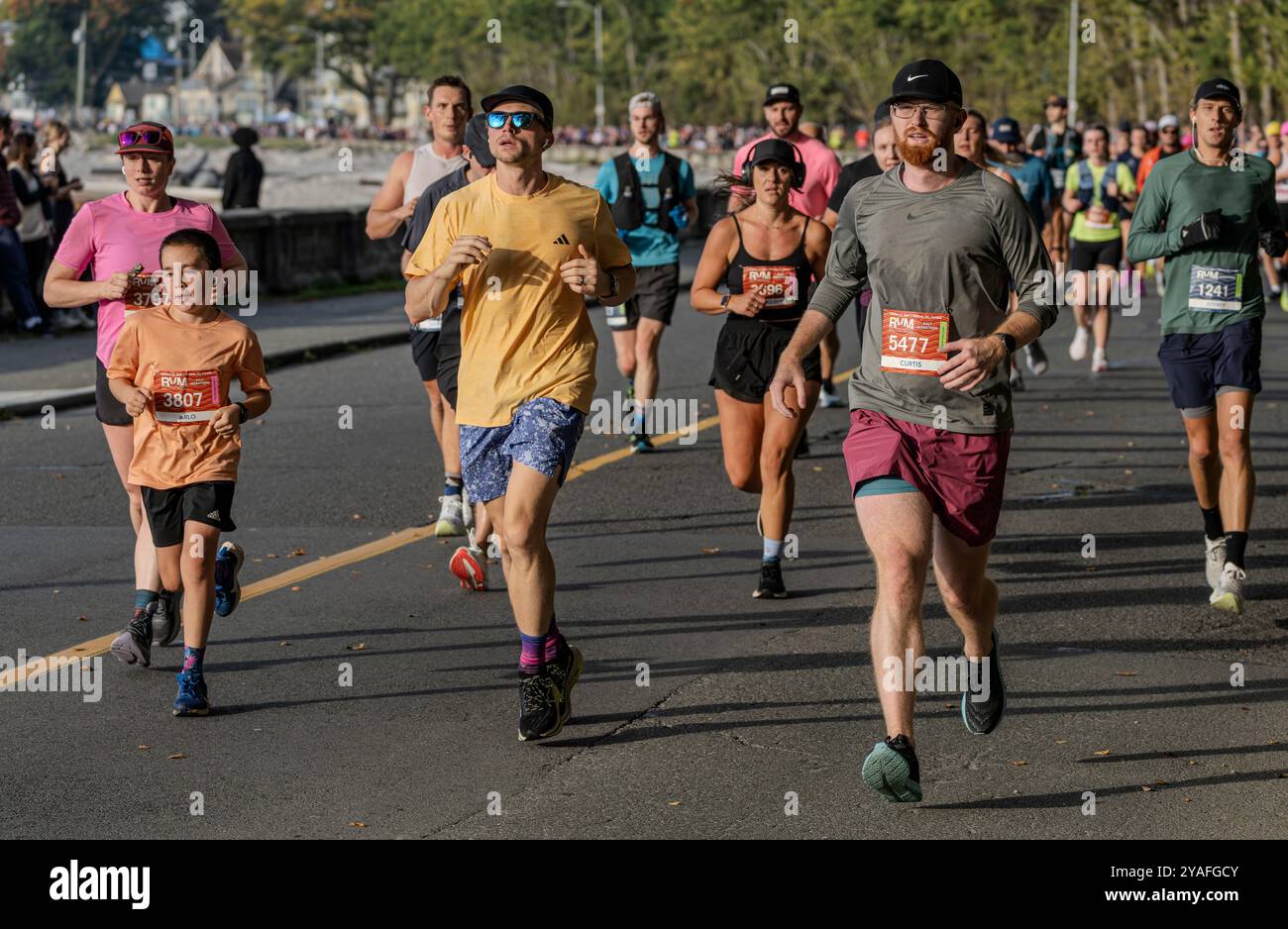 Runners in the Royal Victoria Marathon on Dallas Road at Ross Bay in ...