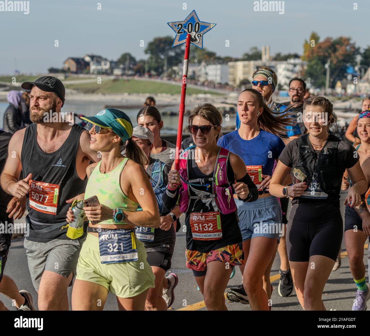 Runners in the Royal Victoria Marathon on Dallas Road at Ross Bay in ...