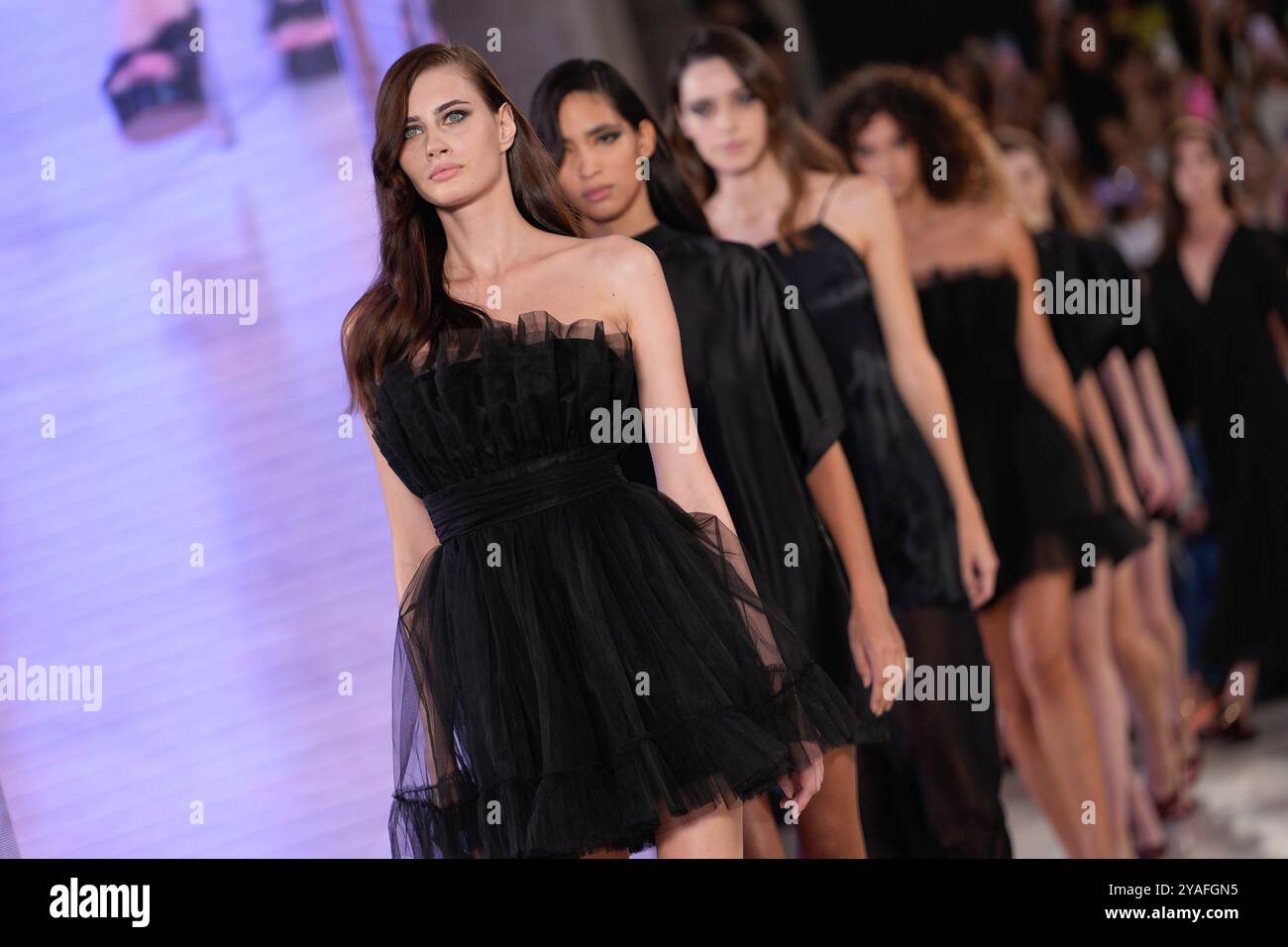 A model walks the runway during Luis Onofre fashion show at ModaLisboa ...