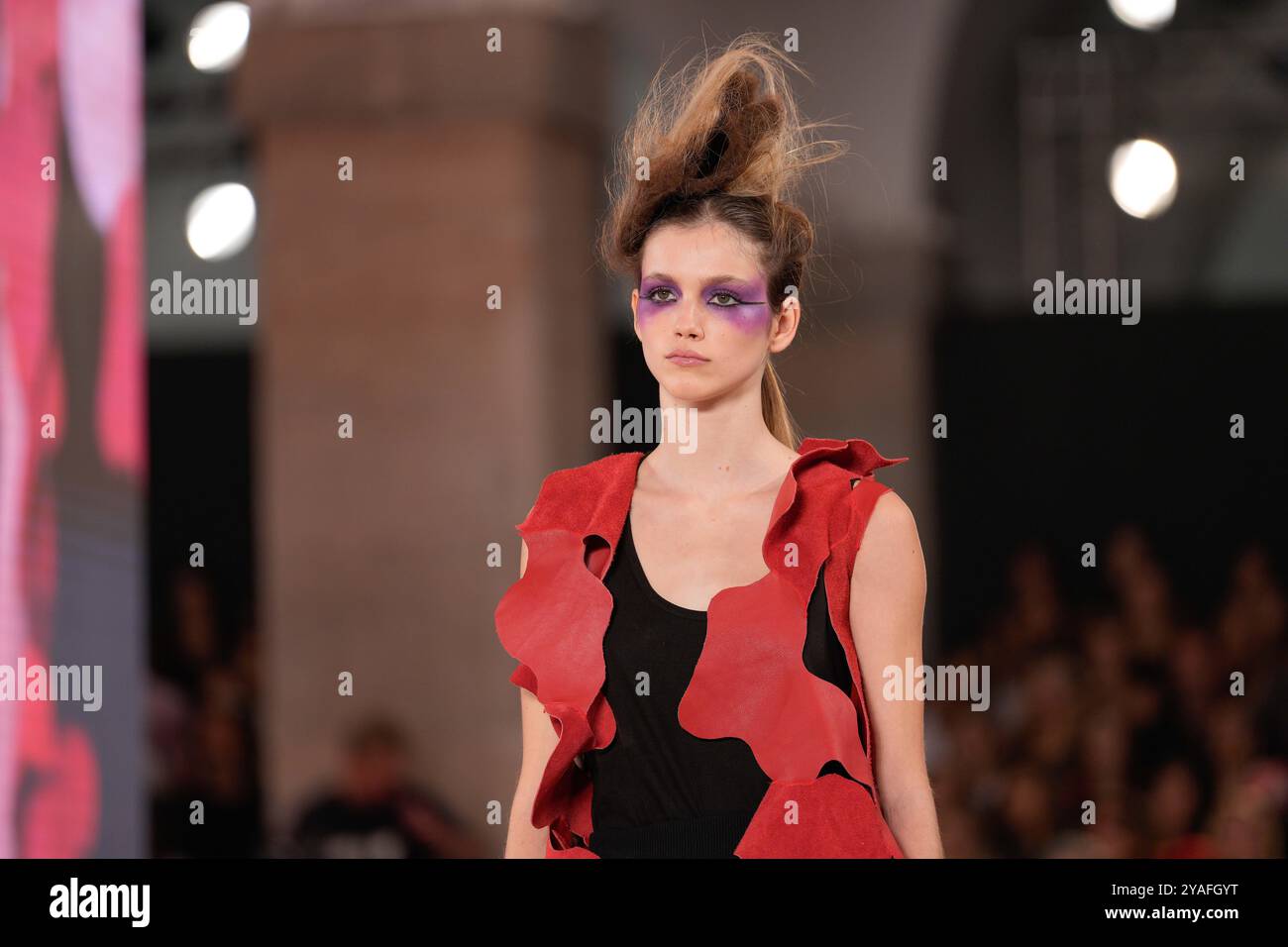 A model walks the runway during Valentim Quaresma fashion show at ...