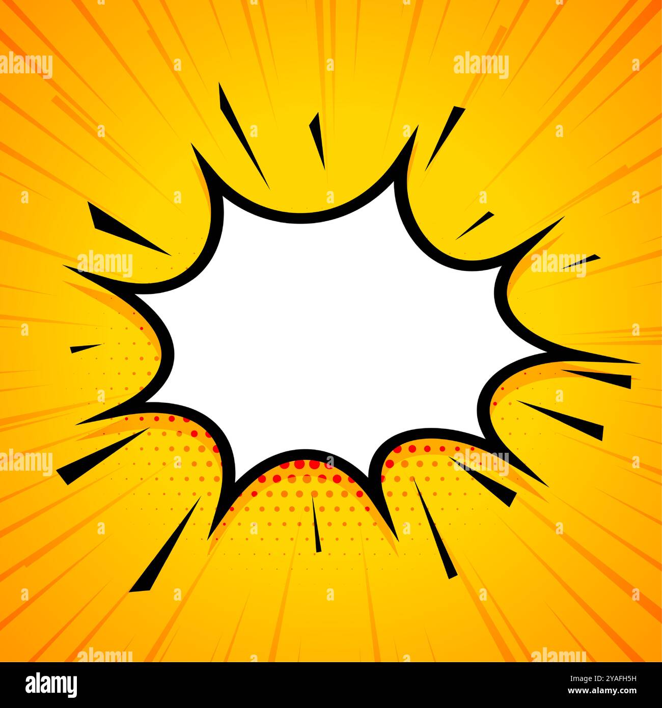 retro explosion comic chat bubble background with halftone effect ...