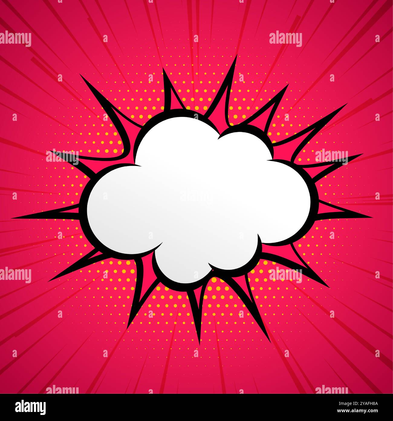 decorative retro cloud bubble expression background with radial rays ...