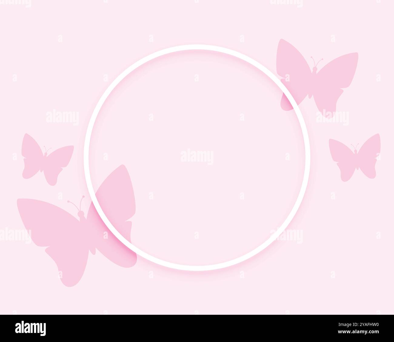elegant butterfly round frame pink background vector Stock Vector Image ...