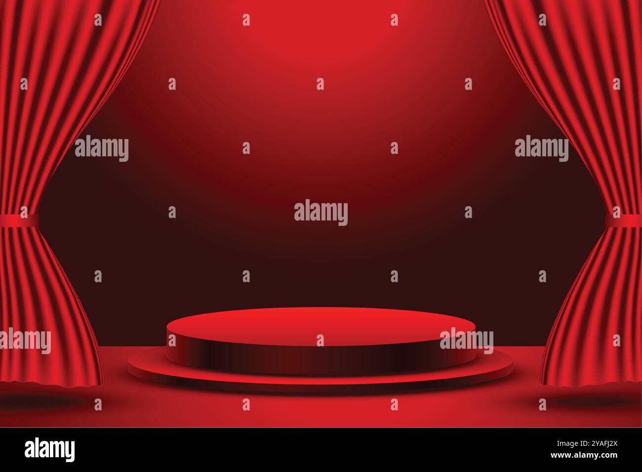 3d podium platform for product display with red cinema curtain vector ...