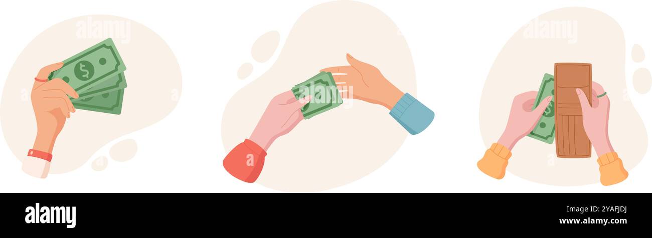 Money Hand Wallet Cartoon Set Stock Vector Image & Art - Alamy