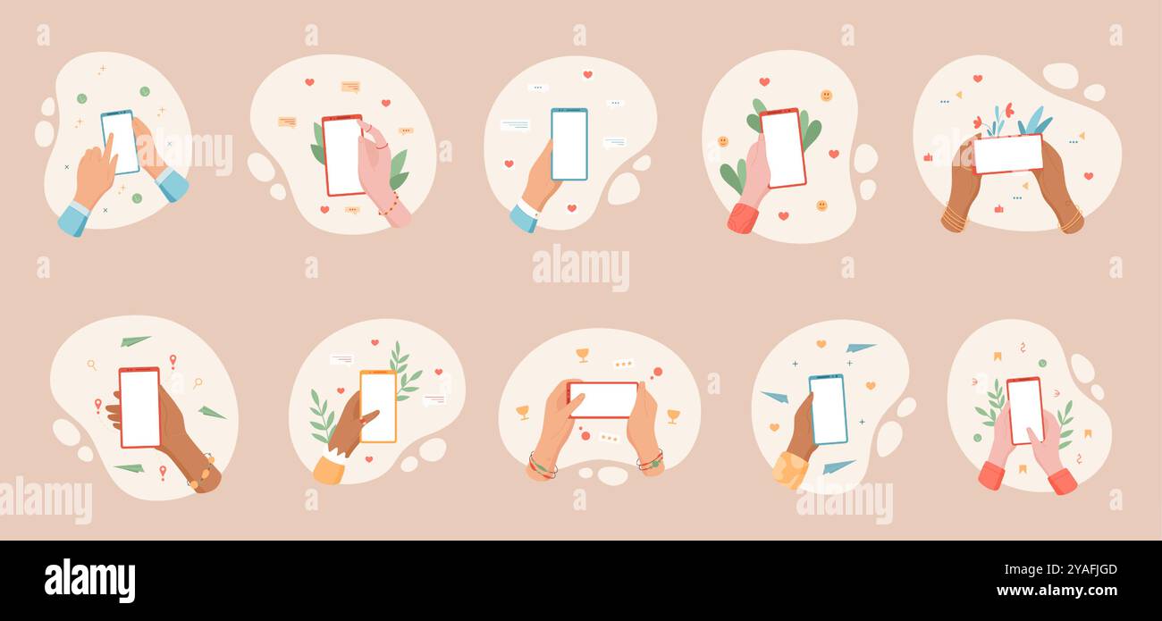 Smartphone Hand Cartoon Set Stock Vector Image & Art - Alamy