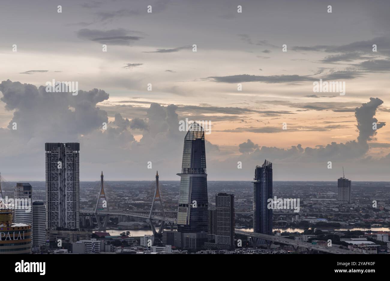 Bangkok, Thailand - 13 Oct, 2024 - Aerial view of KingBridge tower ...