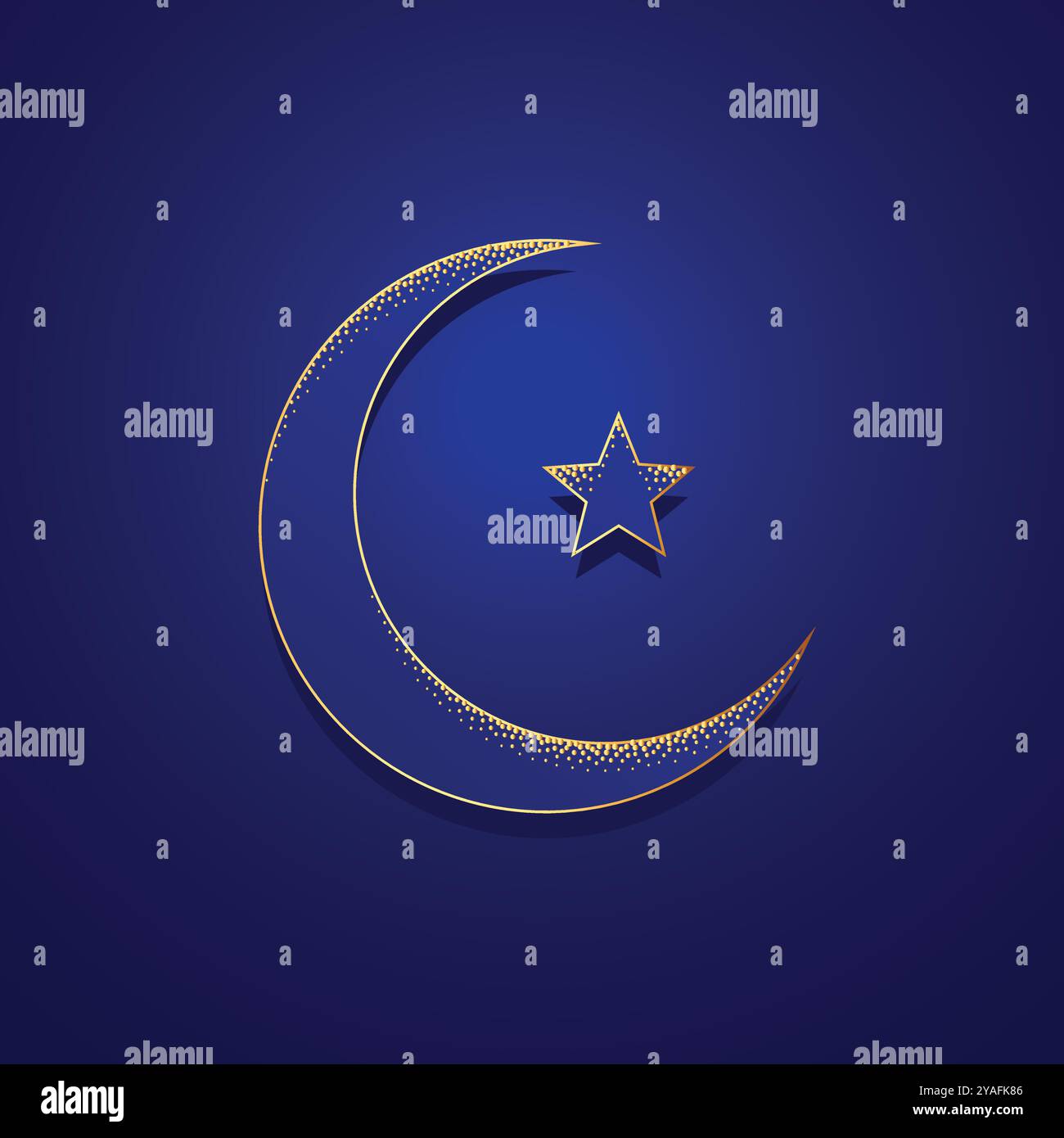 line style golden crescent symbol for Islamic faith vector Stock Vector ...