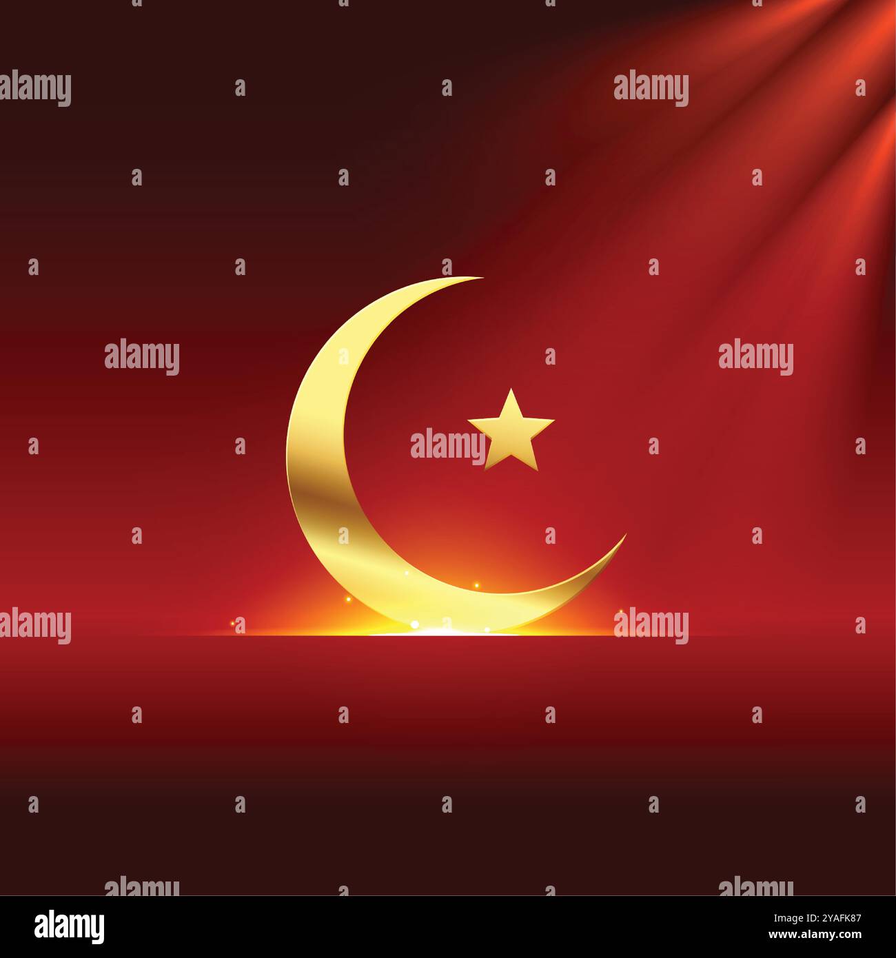 golden and shine moon icon on red background for islamic culture vector Stock Vector Image & Art ...
