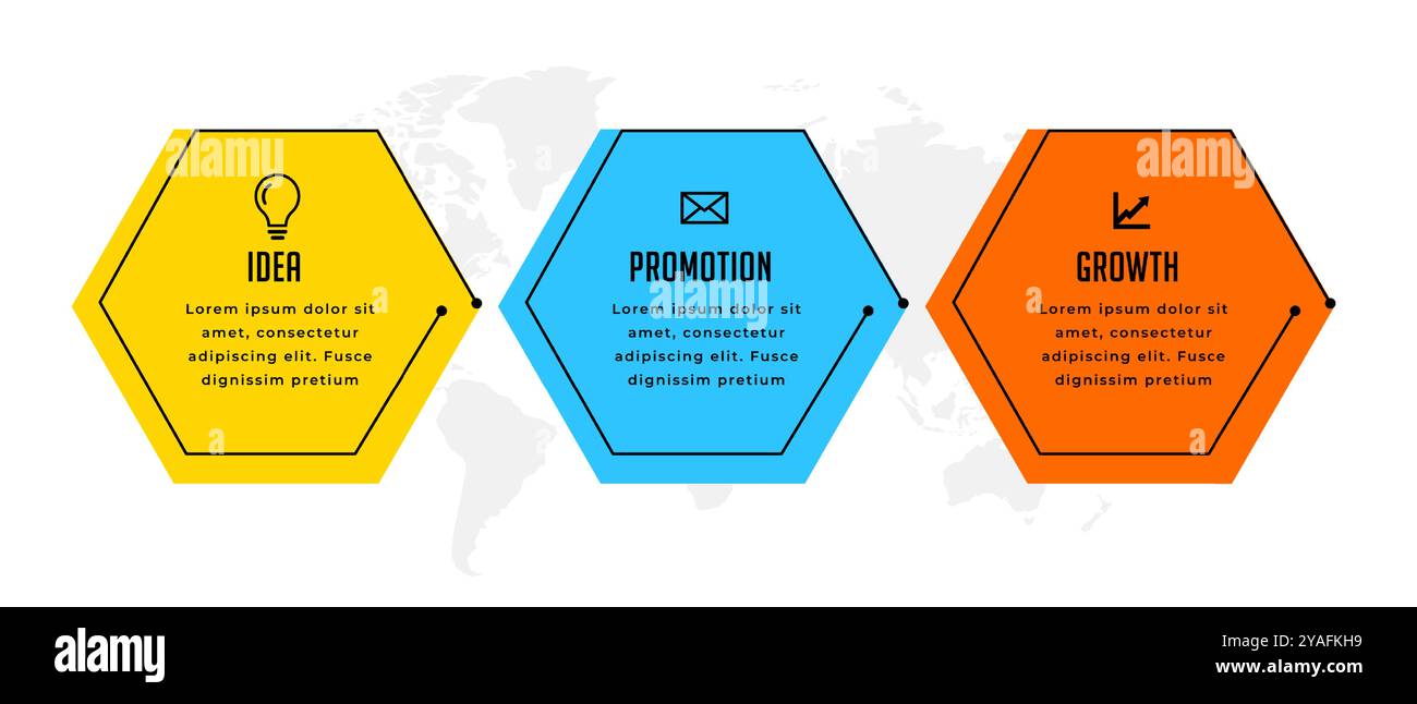 3 step infographic option chart template with world map design vector ...
