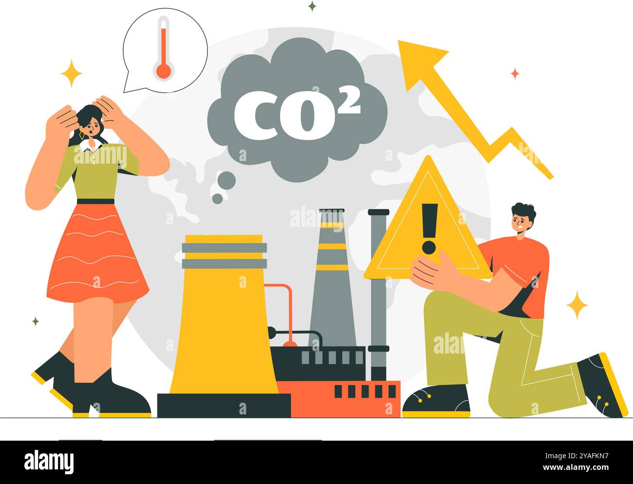 Carbon Dioxide or CO2 Vector Illustration Emphasizing the Importance of ...