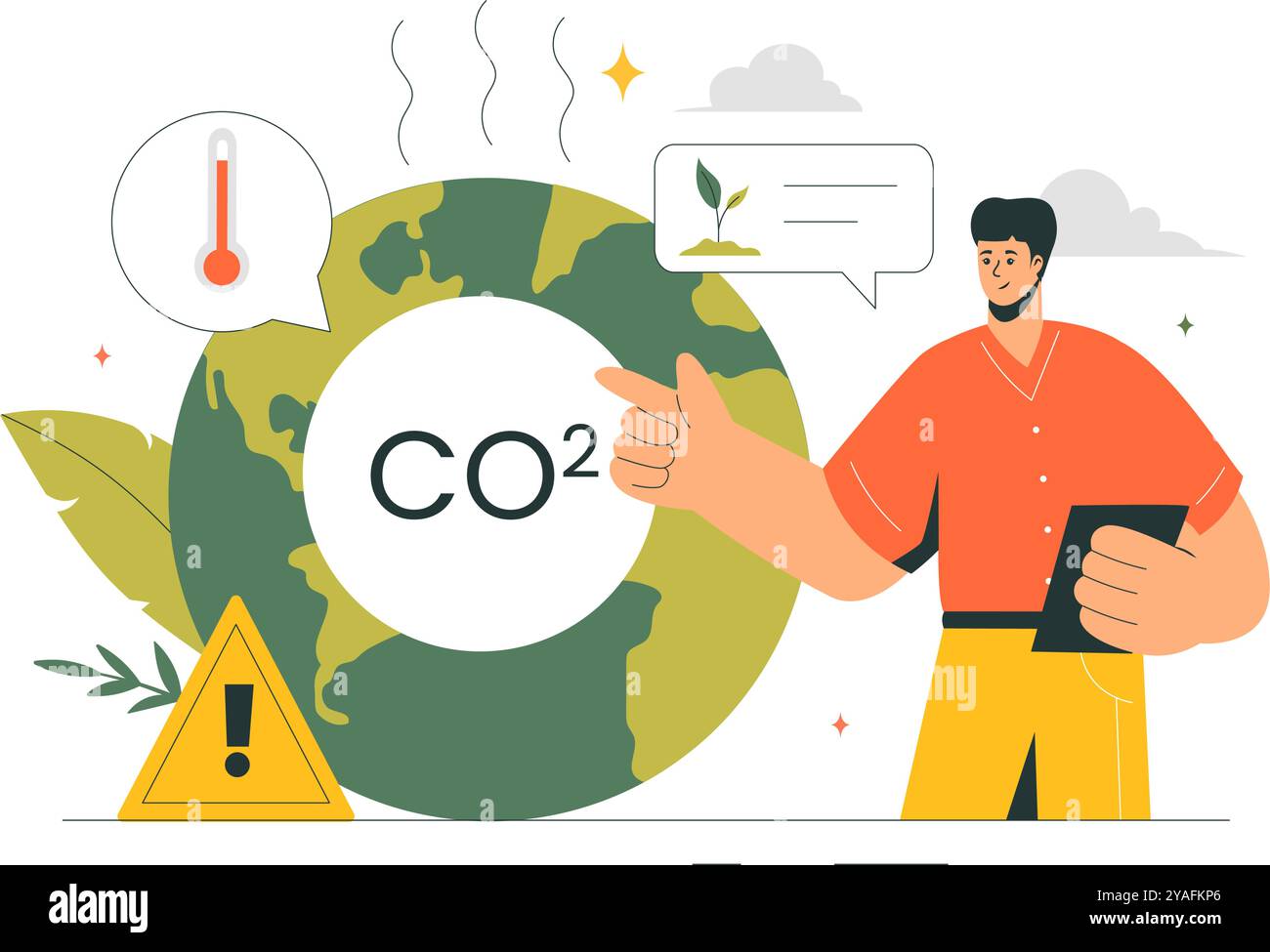 Carbon Dioxide or CO2 Vector Illustration Emphasizing the Importance of ...