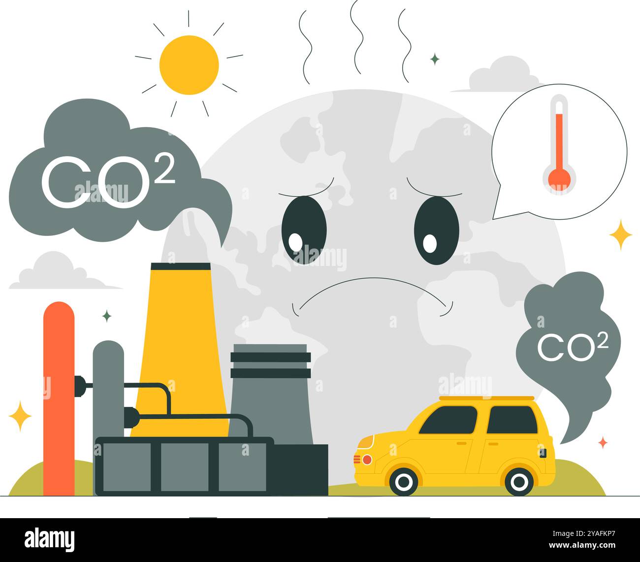 Carbon Dioxide or CO2 Vector Illustration Emphasizing the Importance of ...