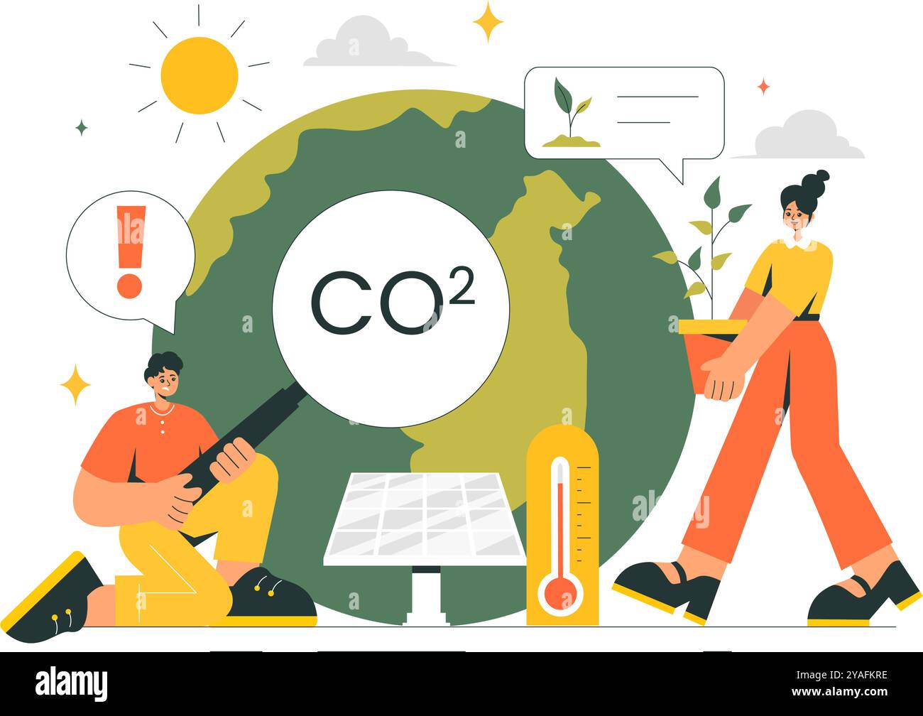 Carbon Dioxide or CO2 Vector Illustration Emphasizing the Importance of ...