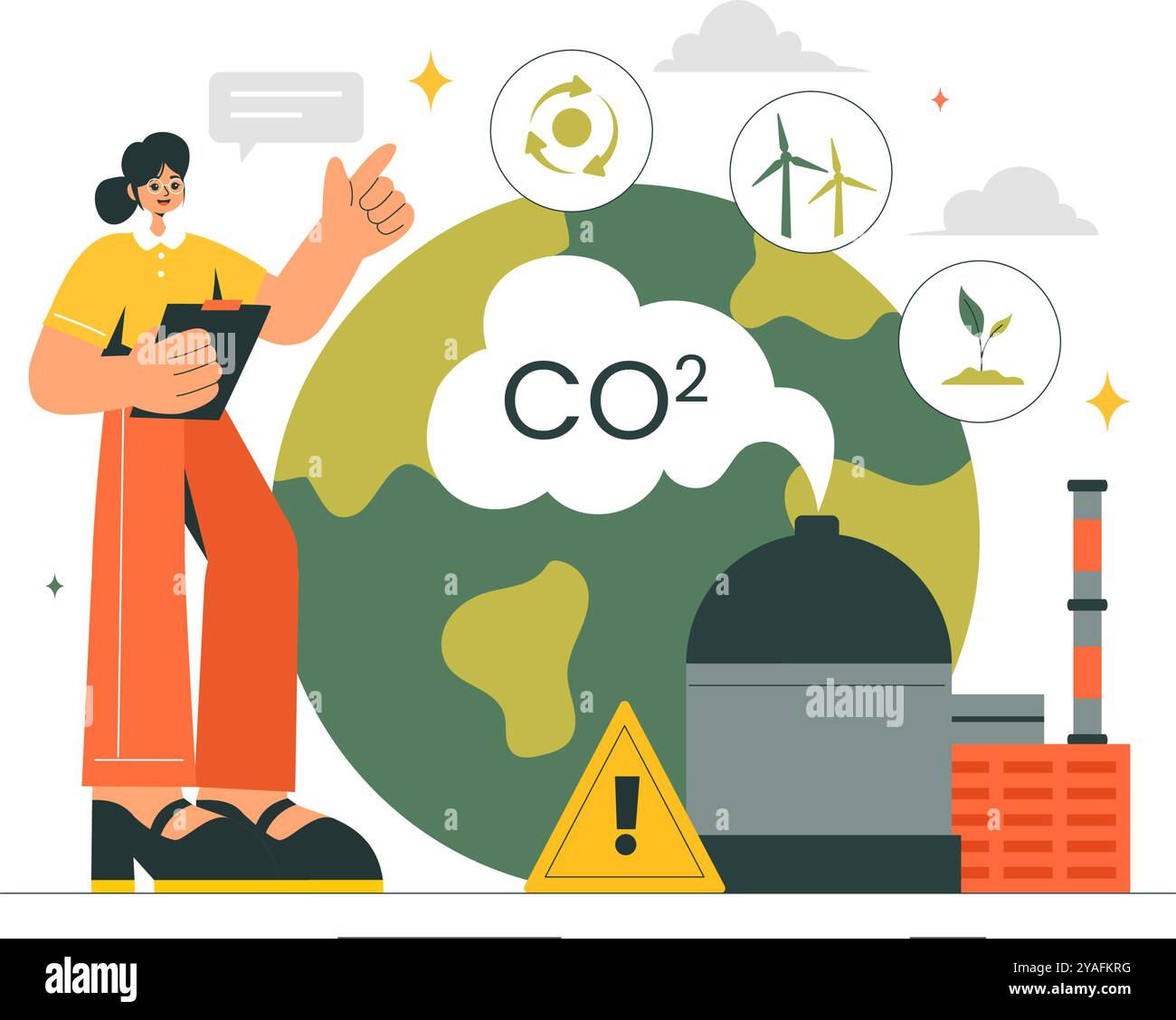 Carbon Dioxide or CO2 Vector Illustration Emphasizing the Importance of ...