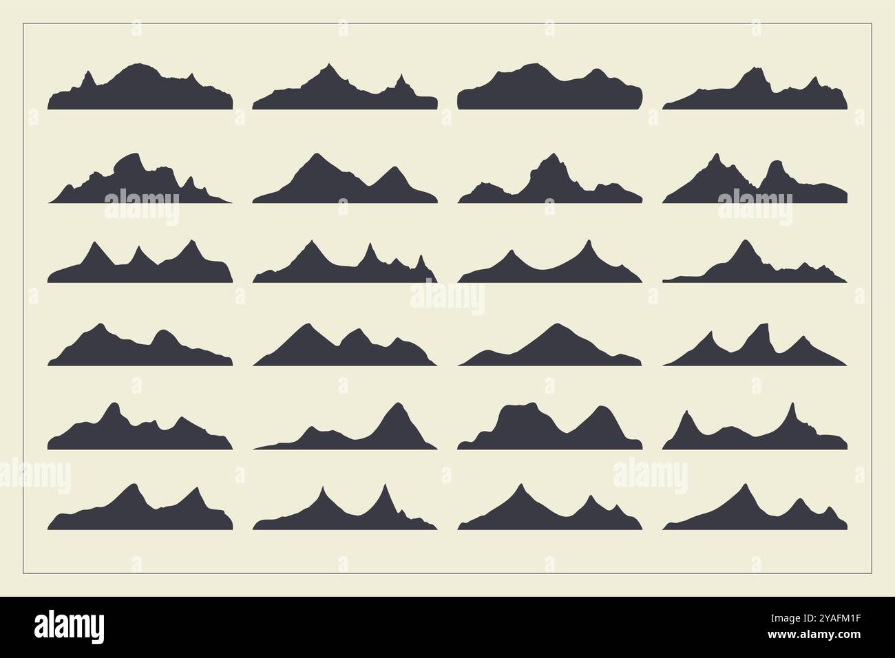 pack of high range mountain silhouette background design vector Stock ...