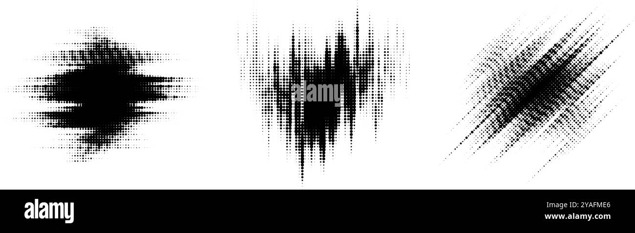 Glitch halftone line element set. Dot texture geometric form collection ...