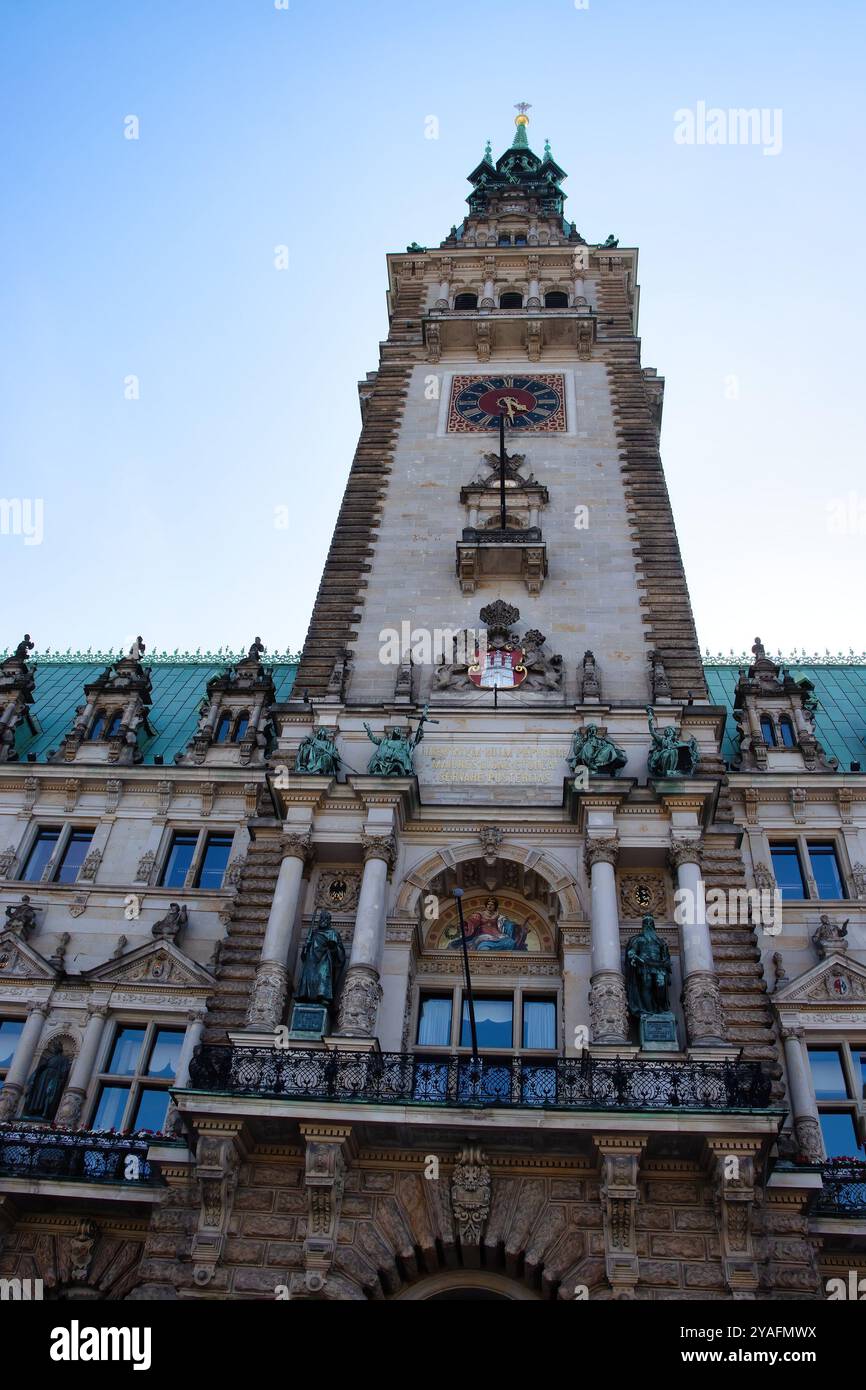 Hamburg, Germany - May 31, 2021: Clock tower on the town hall in ...