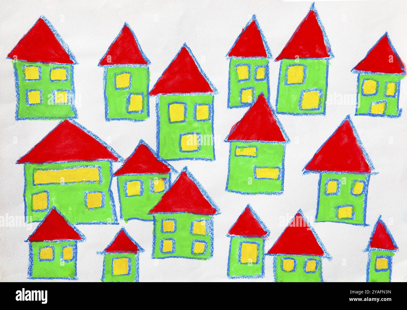 Naive illustration, children's drawing, houses Stock Photo - Alamy