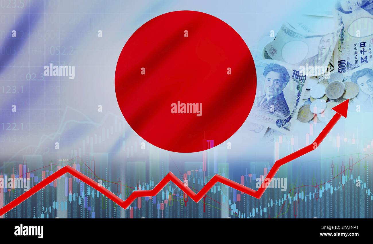 Japan economy growth on financial graph. Japan financial growth ...