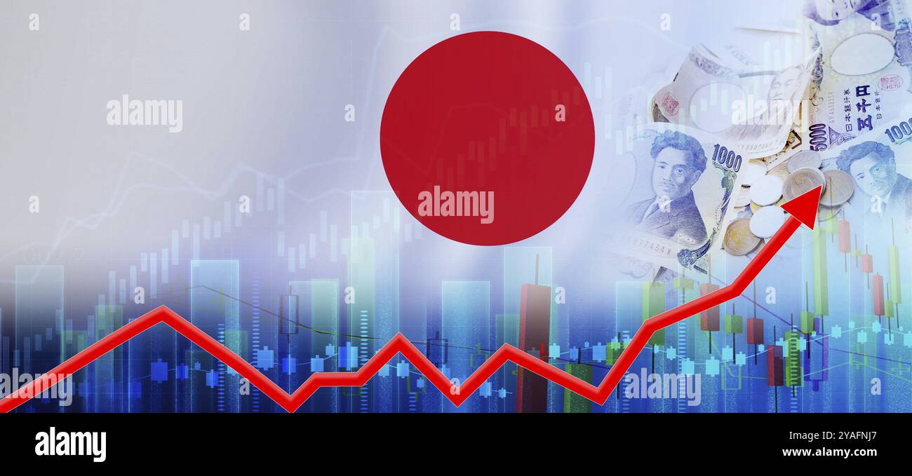 Japan economy growth on financial graph. Japan financial growth ...