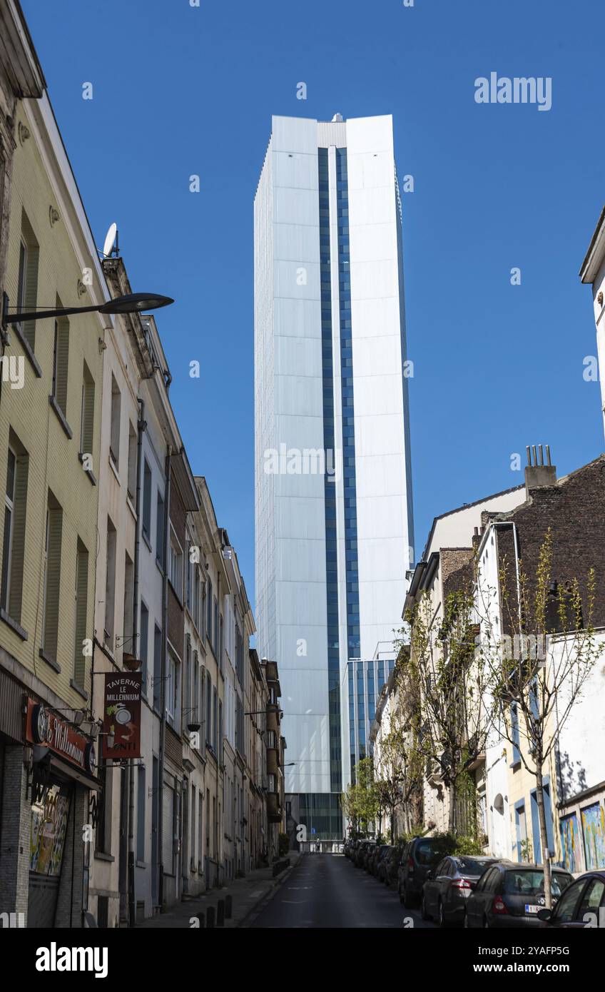 Saint- Josse, Brussels Capital Region, Belgium, 04 26 2021, Cityscape overviewing the old narrow ...