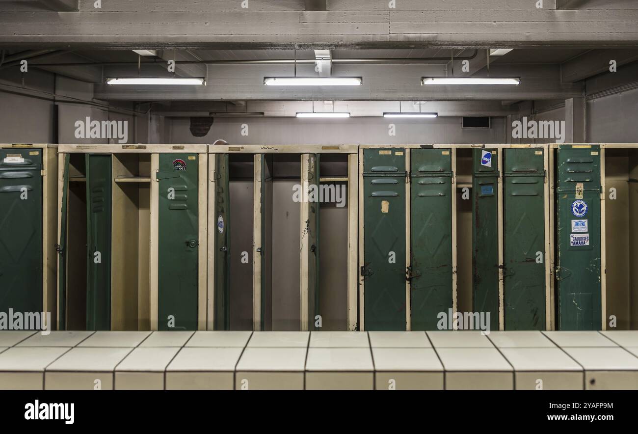 Belgium, 05 20 2018: Art work consisting of an industrial locker room ...