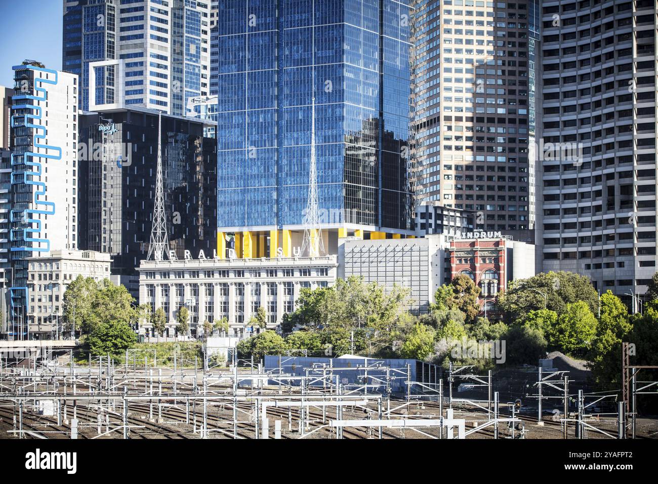 MELBOURNE, AUSTRALIA, OCTOBER 31 2021: Views around Birrarung Marr from ...