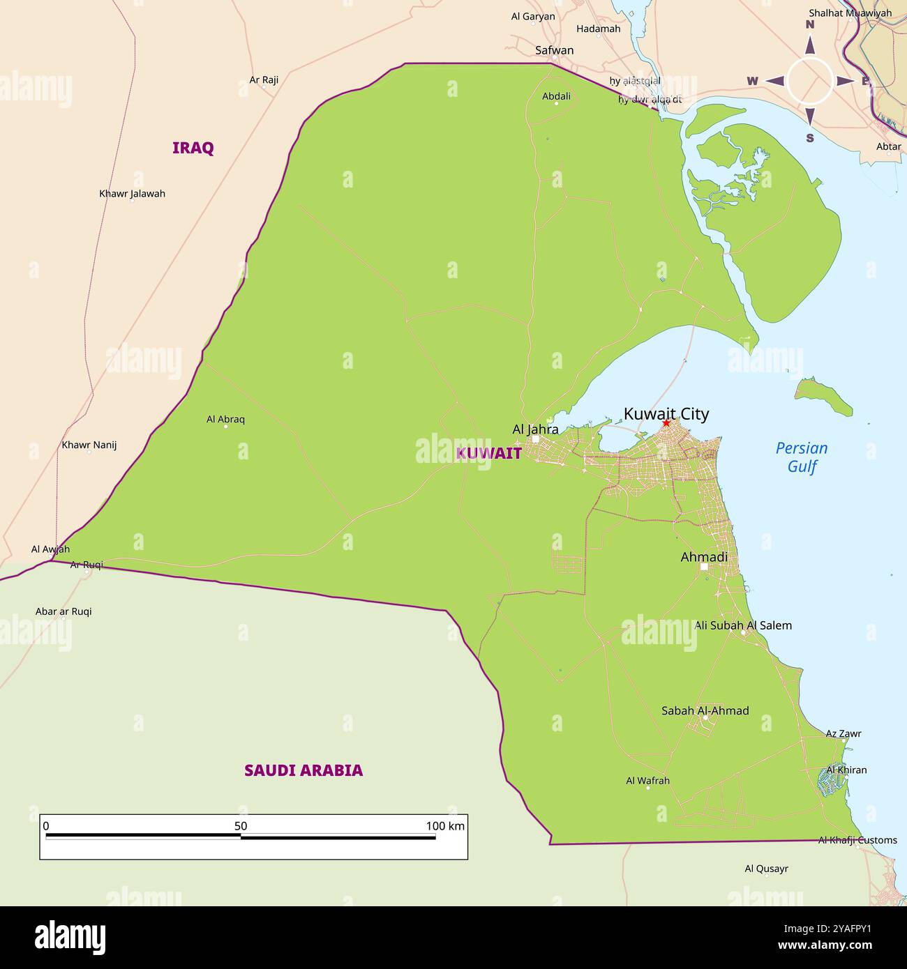 Simple political map of Kuwait Stock Vector Image & Art - Alamy