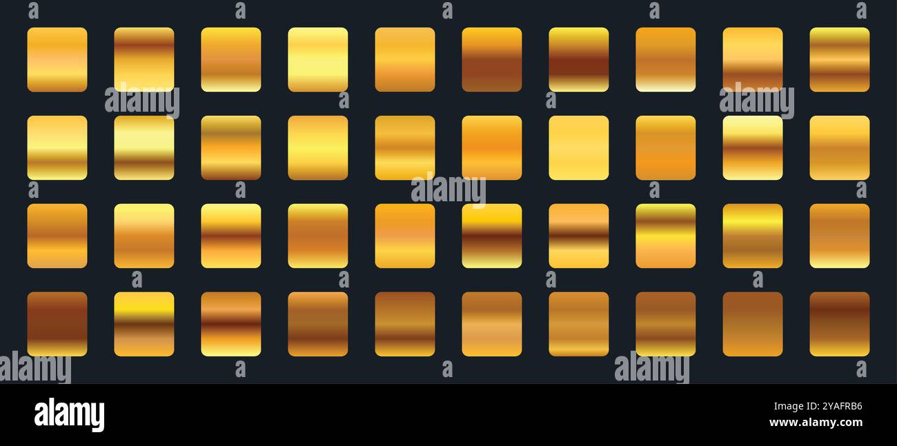 golden color gradient palette kit banner in collection vector Stock ...