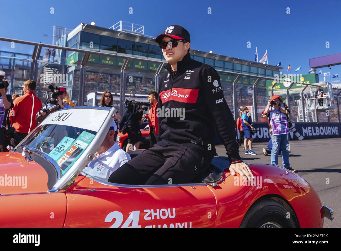 MELBOURNE, AUSTRALIA, APRIL 2: Zhou Guanyu of China drives the Alfa ...