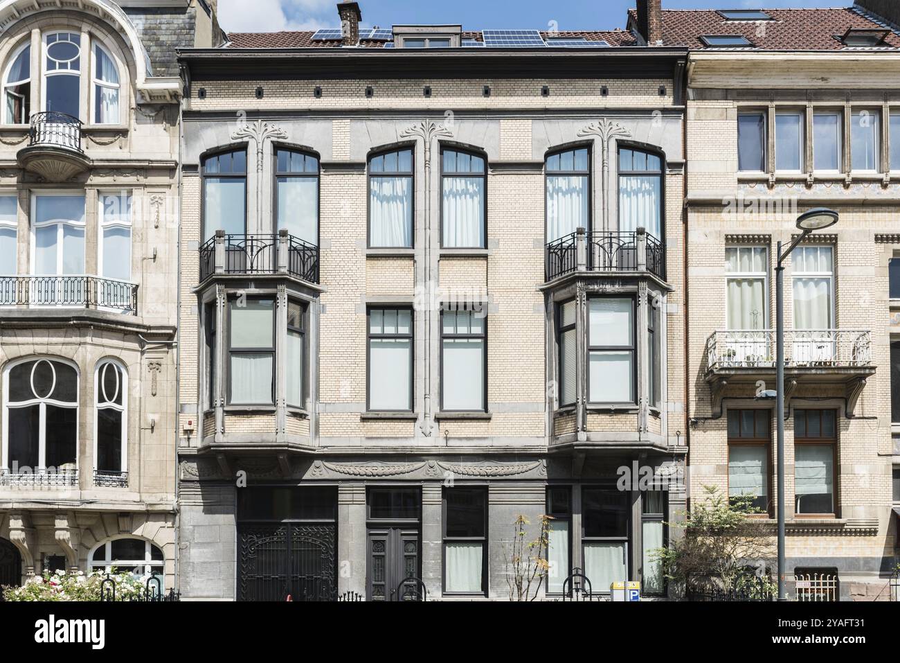 Schaerbeek, Brussels, Belgium, 05 30 2019, Art nouveau facades around ...