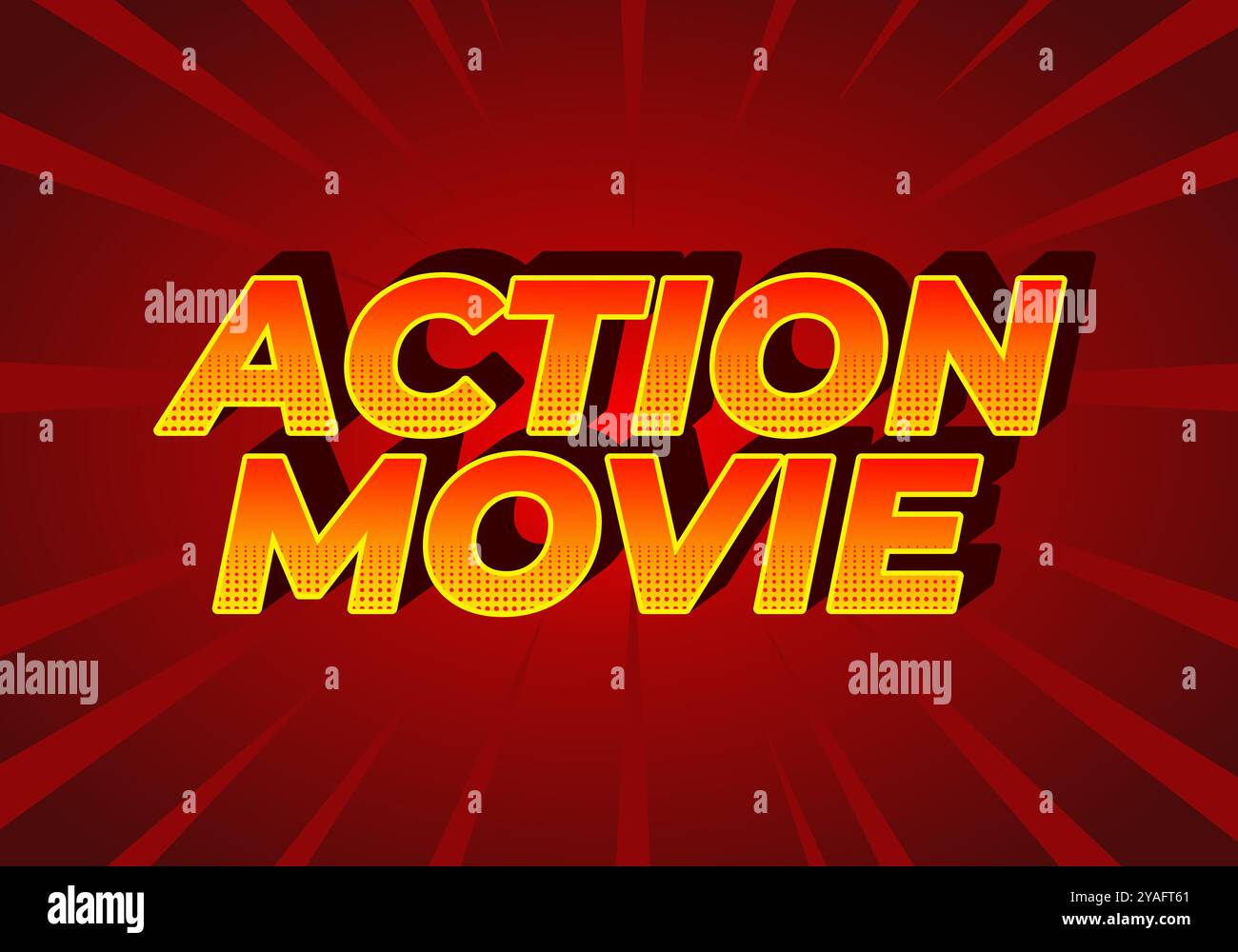 Action movie. Text effect design in 3D look with modern colors Stock ...