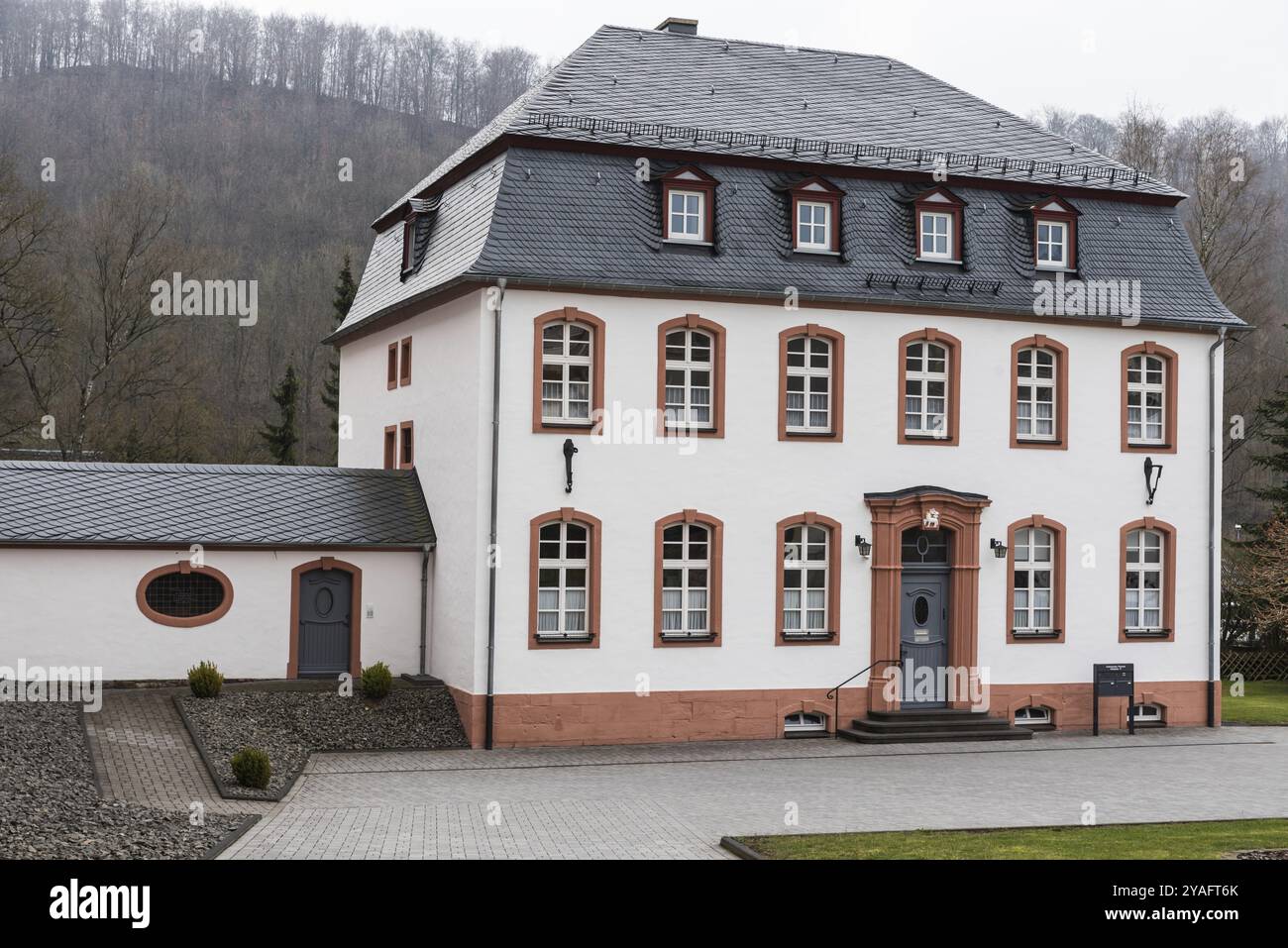 Prum, Rhineland-Palatinate, Germany -04 08 2019 -Typical palace like ...