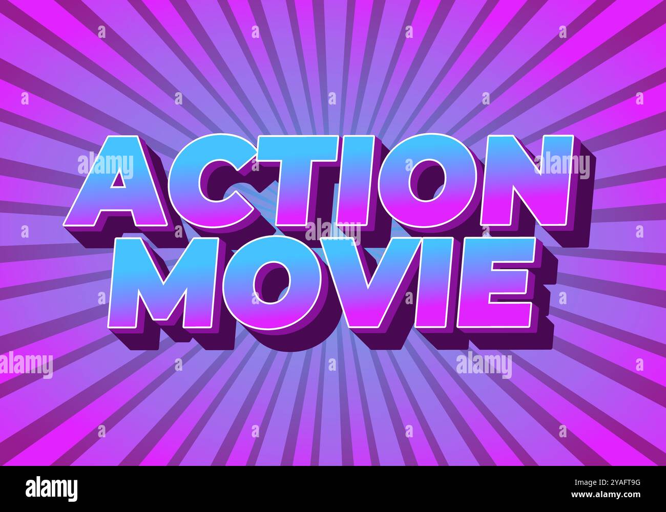 Action movie. Text effect design in 3D look with modern colors Stock ...