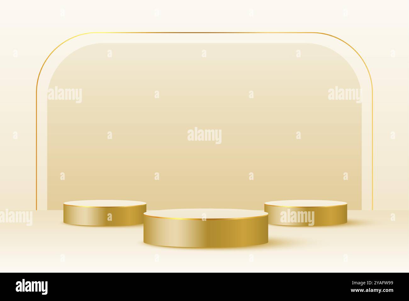 collection of golden podium platform with empty space for object ...