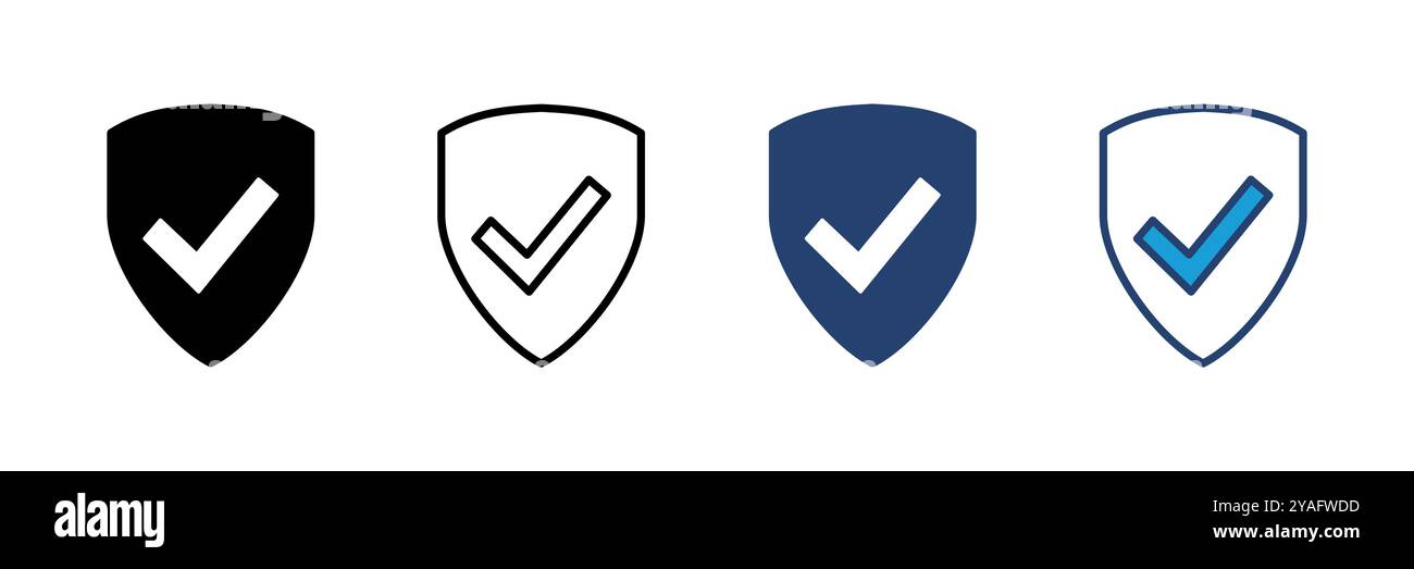Shield check mark icon vector. Protection approve sign. Safe icon ...