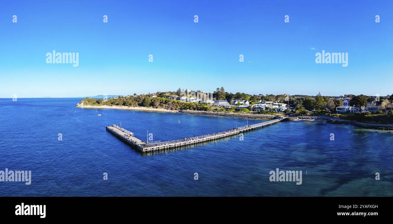 An aerial shot of Mornington Peninsula around the town of Portsea and ...
