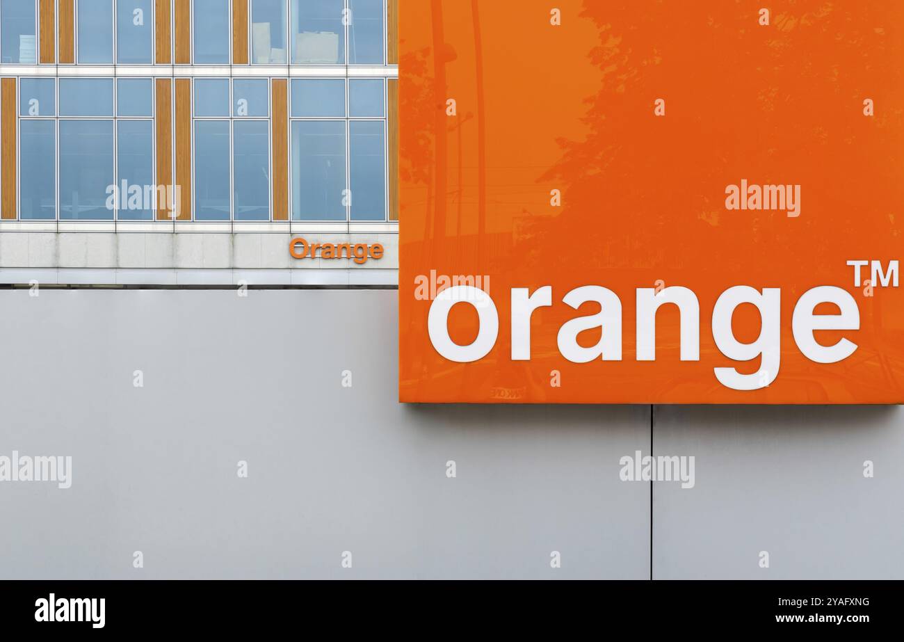 Evere, Brussels Capital Region, Belgium, 09 20 2021: Sign and logo of ...