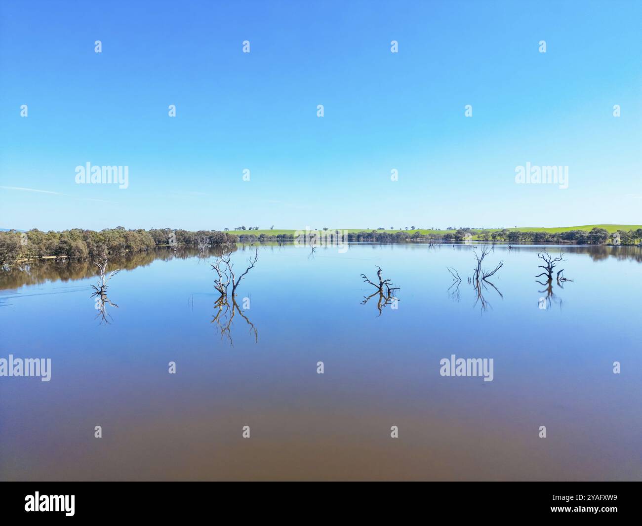 The view of Lake Eppalock on the O'Keefe Rail Trail and McIvor Hwy on a ...