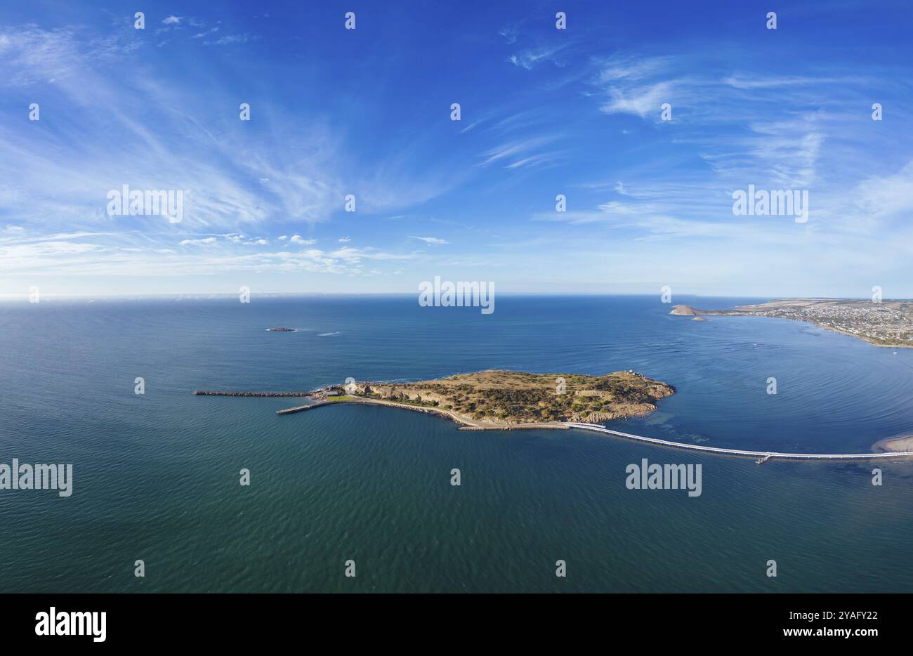 An aerial view of the famous Granite Island Recreation Park and ...
